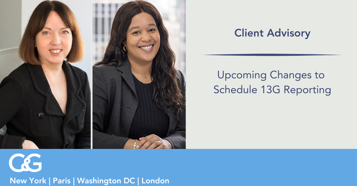 Upcoming Changes to Schedule 13G Reporting | Cohen & Gresser